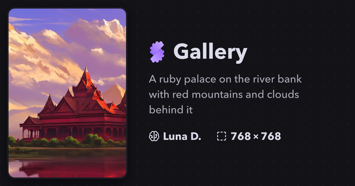 "A ruby palace on the river bank with ..." | Gallery | Stablecog