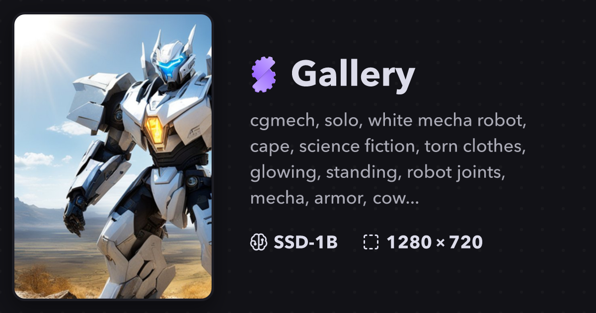 "cgmech, solo, white mecha robot, cape..." | Gallery | Stablecog