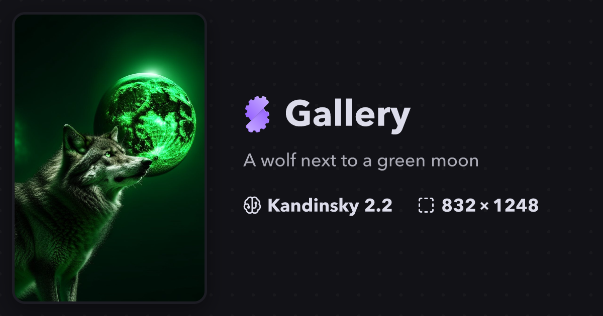 "A wolf next to a green moon" | Gallery | Stablecog
