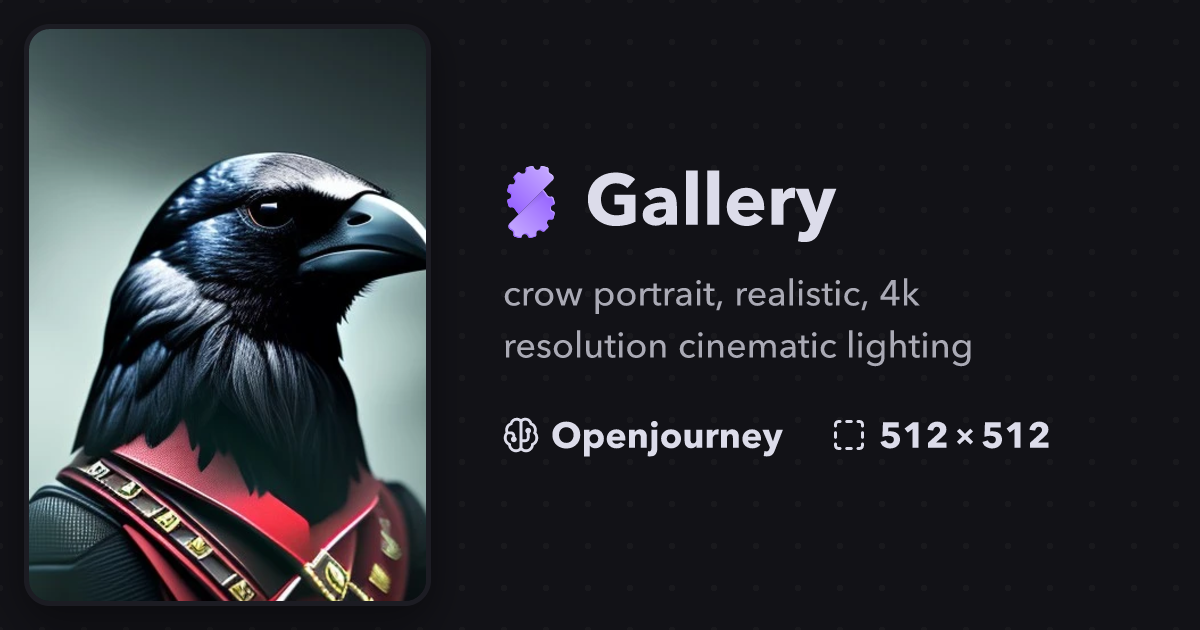 "crow portrait, realistic, 4k resoluti..." | Gallery | Stablecog