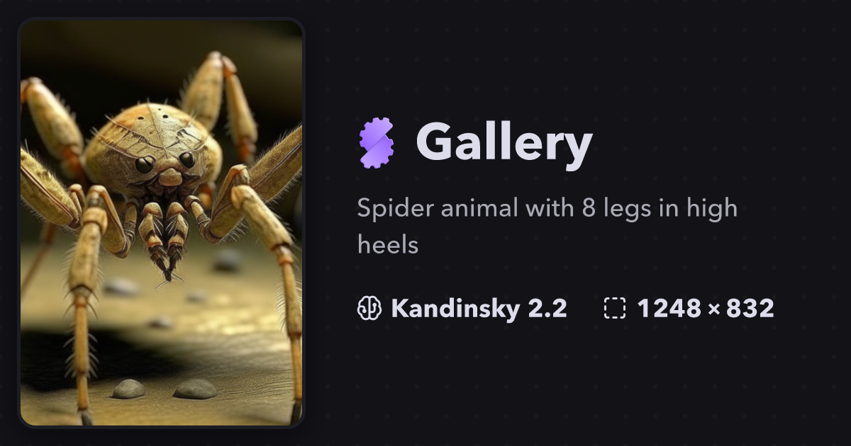 "Spider animal with 8 legs in high heels" | Gallery | Stablecog