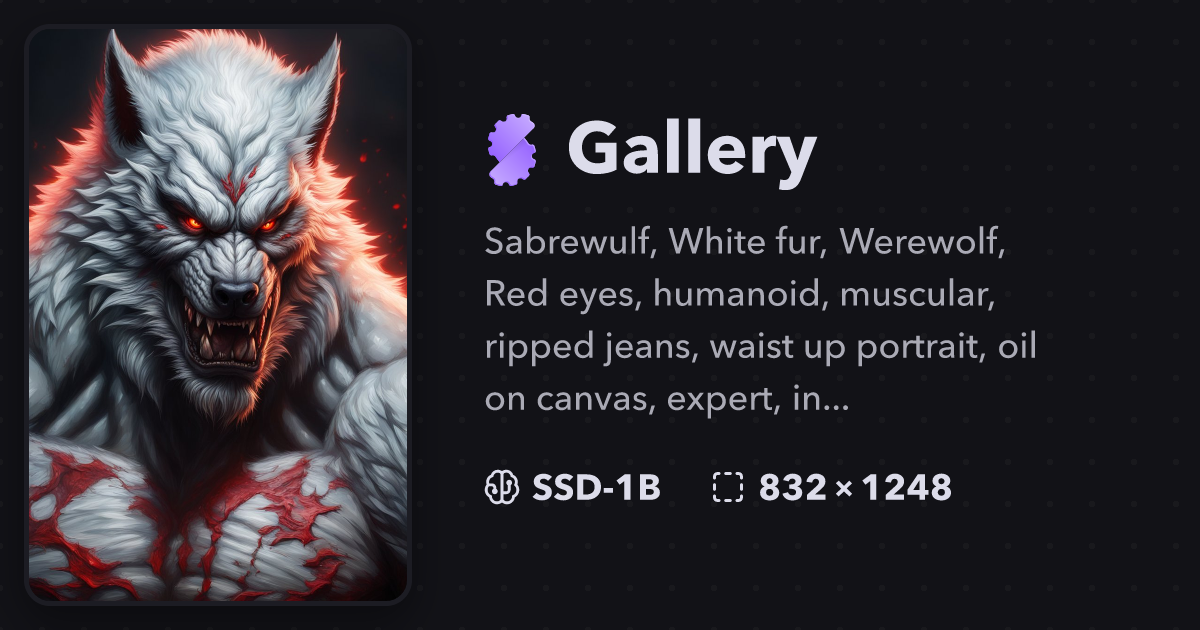 "Sabrewulf, White fur, Werewolf, Red e..." | Gallery | Stablecog