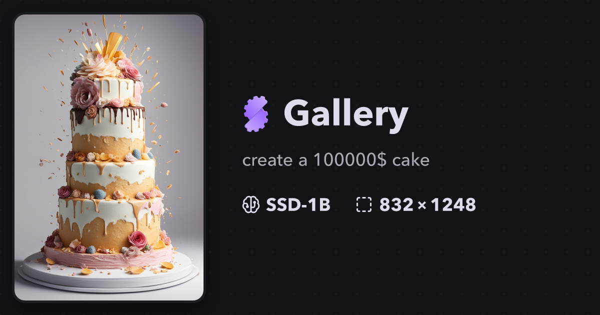 "create a 100000$ cake" | Gallery | Stablecog