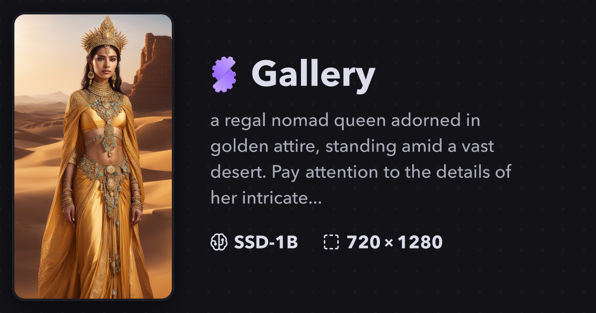 "a regal nomad queen adorned in golden..." | Gallery | Stablecog