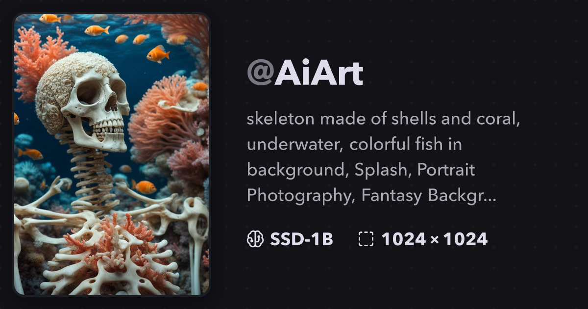 "skeleton made of shells and coral, under..." | @AiArt on Stablecog