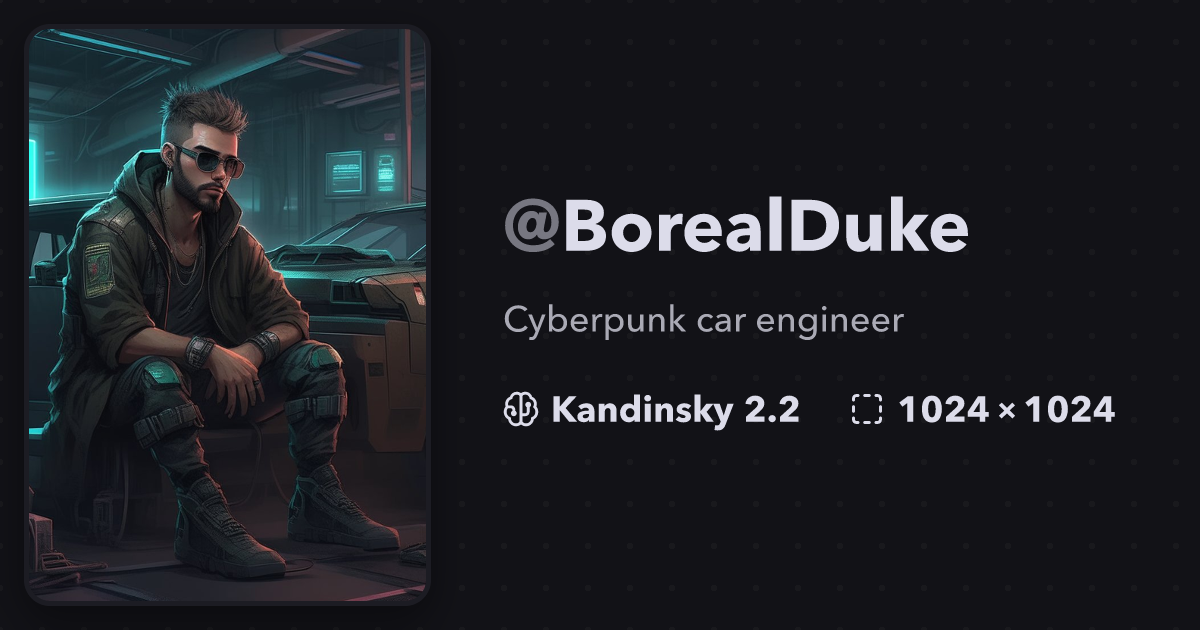 "Cyberpunk car engineer" | @BorealDuke on Stablecog