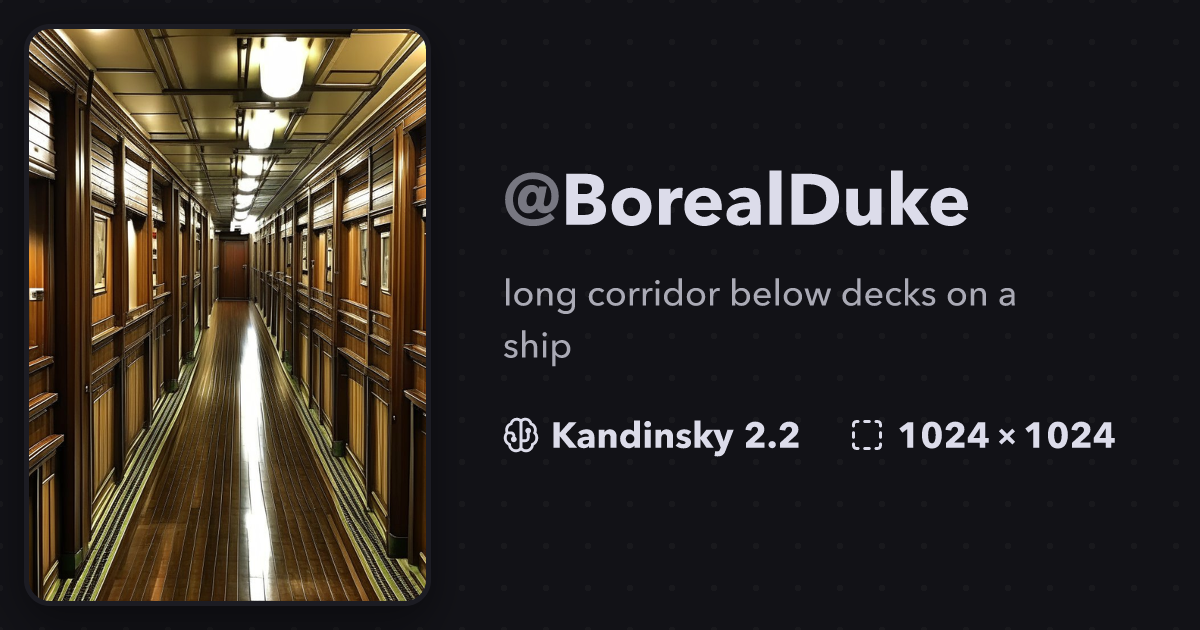 "long corridor below decks on a ship" | @BorealDuke on Stablecog