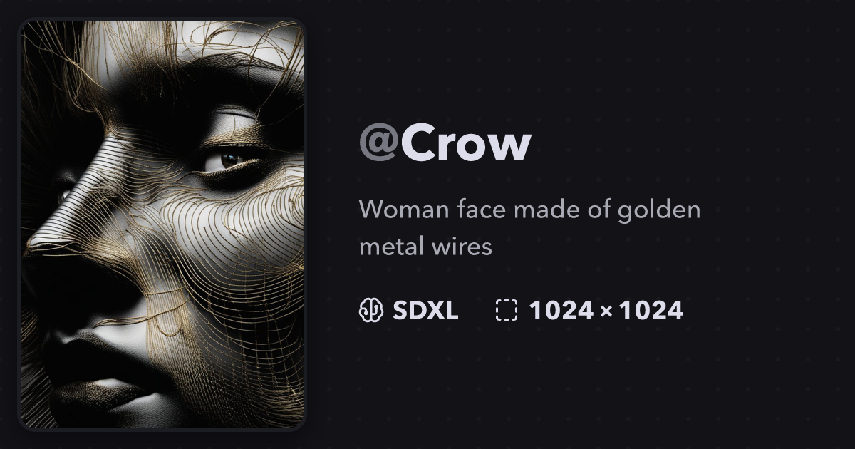 "Woman face made of golden metal wires" | @Crow on Stablecog