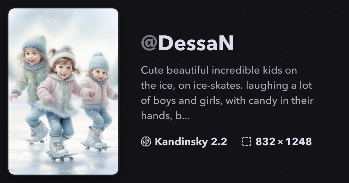 "Cute beautiful incredible kids on the ic..." | @DessaN on Stablecog