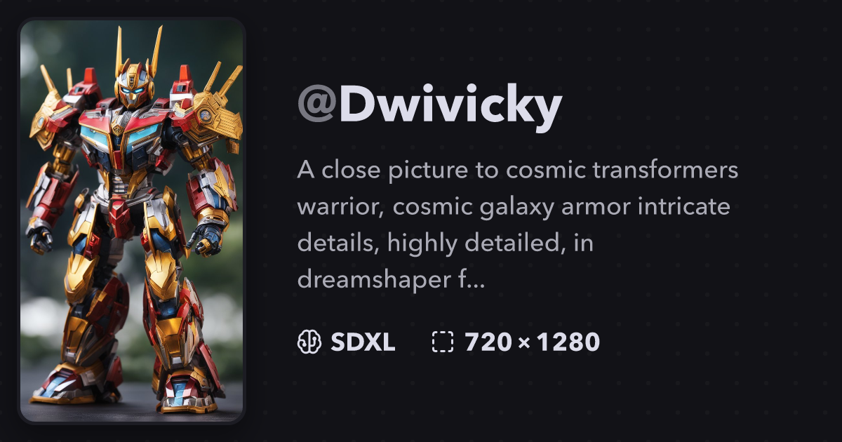 "A close picture to cosmic transformers w..." | @Dwivicky on Stablecog