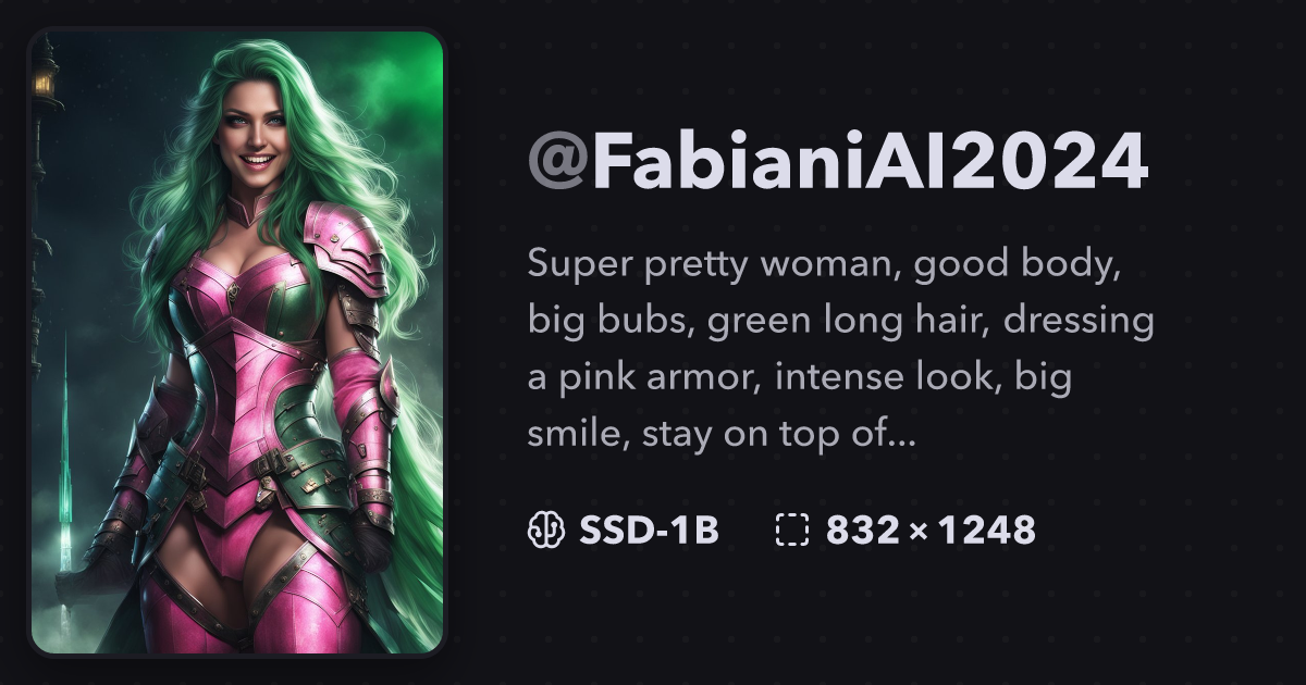 Super pretty woman, good body, big bubs, green lon... | @FabianiAI2024