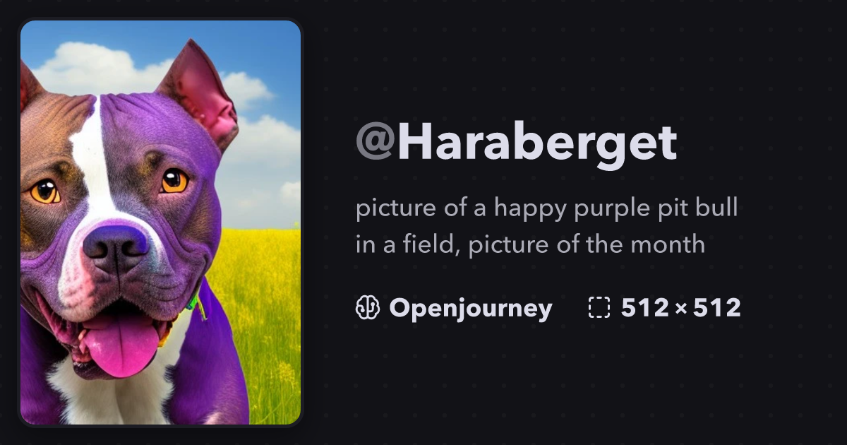 "picture of a happy purple pit bull in a ..." | @Haraberget on Stablecog