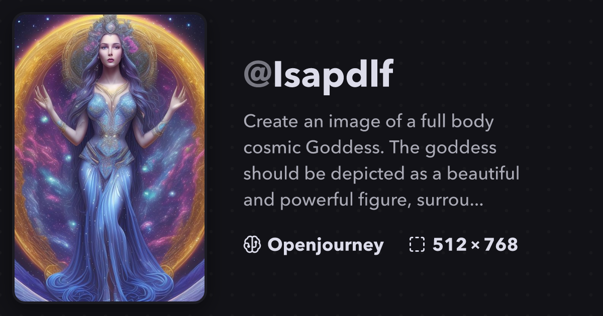 Create an image of a full body cosmic Goddess. The... | @Isapdlf