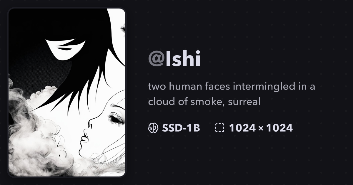 Two human faces intermingled in a cloud of smoke, ... | @Ishi