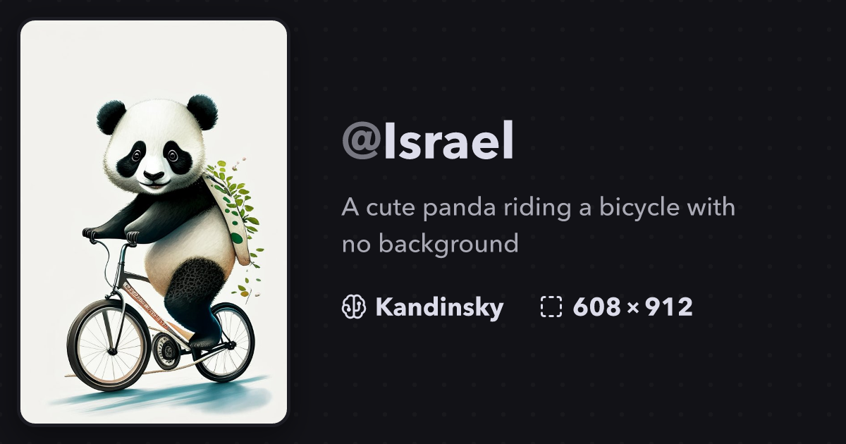 "A cute panda riding a bicycle with no ba..." | @Israel on Stablecog