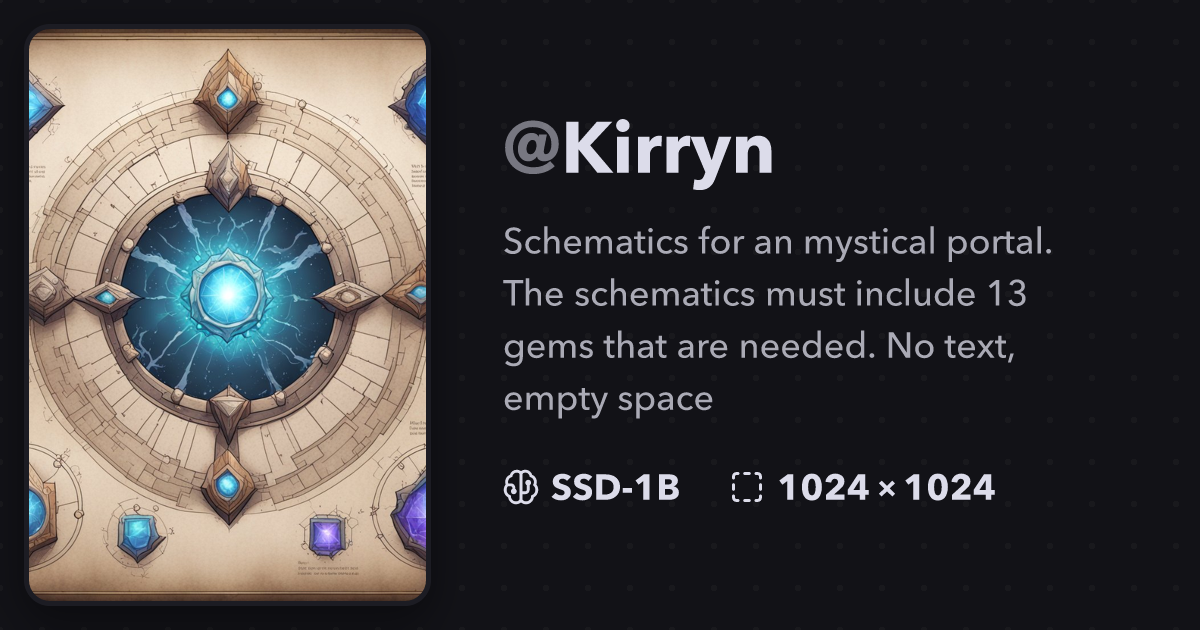 "Schematics for an mystical portal. The s..." | @Kirryn on Stablecog