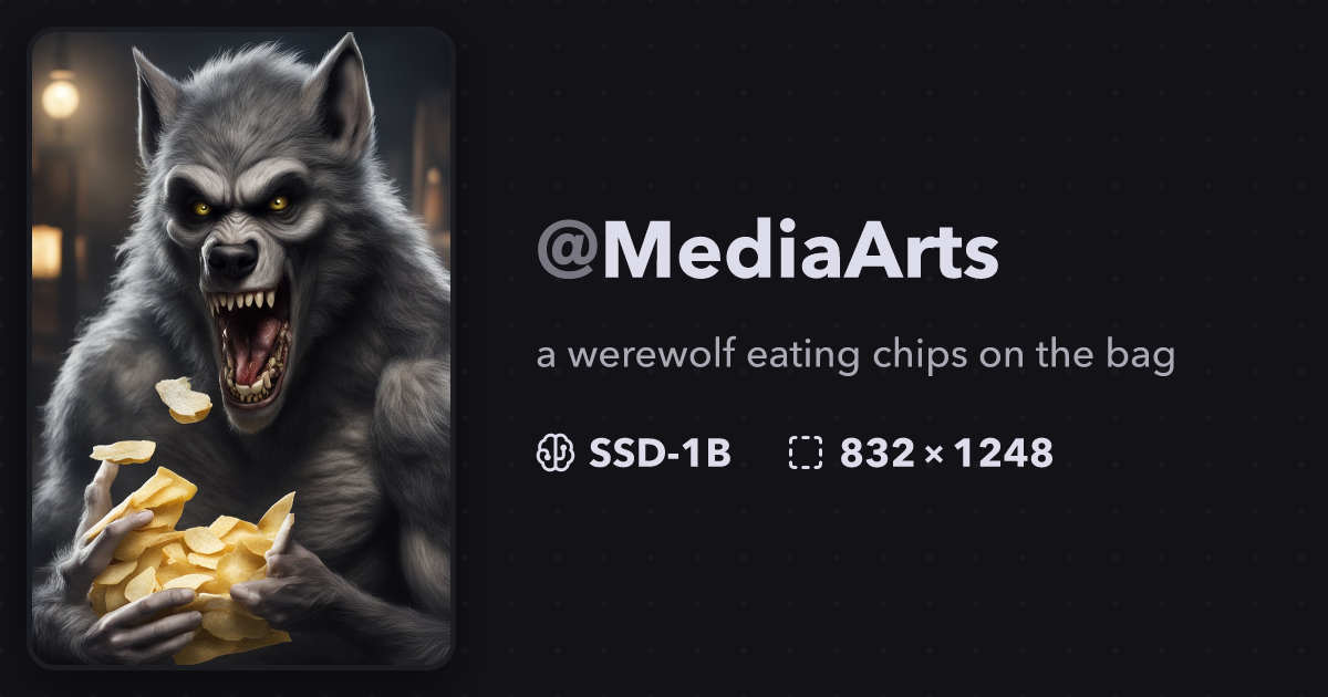 A werewolf eating chips on the bag | @MediaArts
