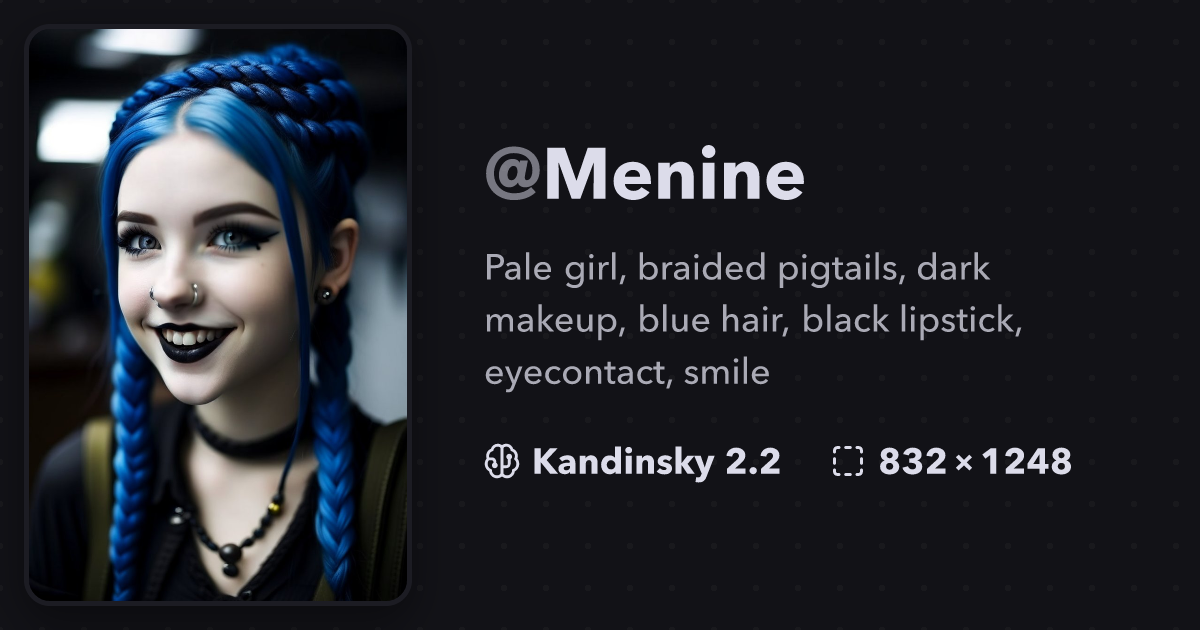 "Pale girl, braided pigtails, dark makeup..." | @Menine on Stablecog