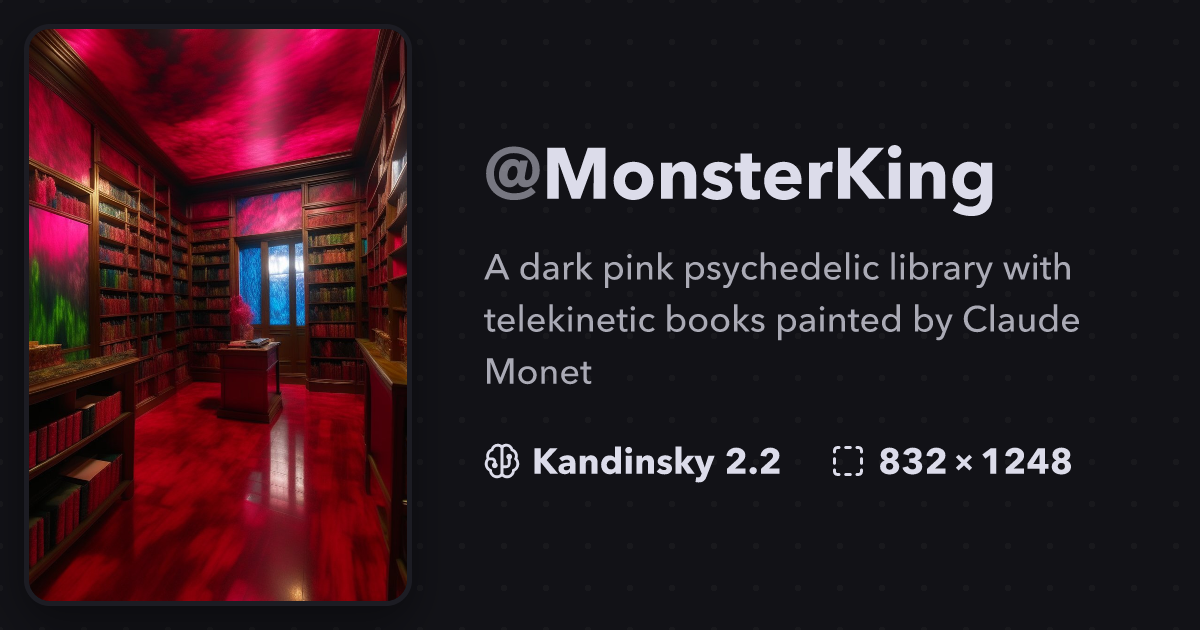 "A dark pink psychedelic library with tel..." | @MonsterKing on Stablecog