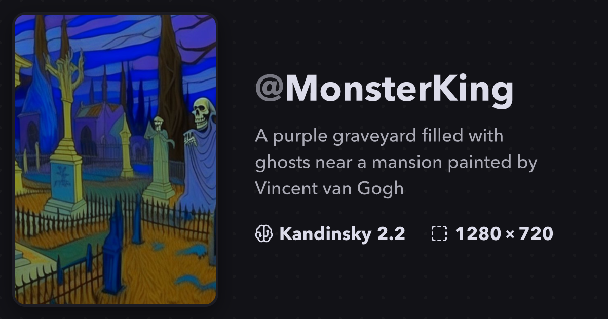 "A purple graveyard filled with ghosts ne..." | @MonsterKing on Stablecog