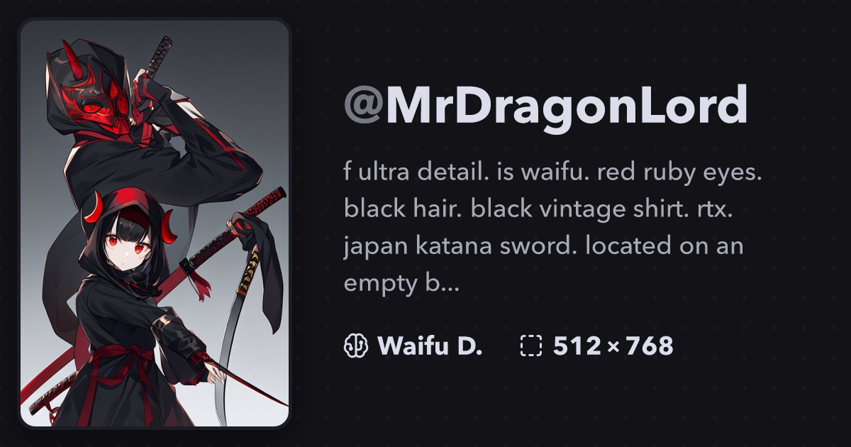 "f ultra detail. is waifu. red ruby eyes...." | @MrDragonLord on Stablecog
