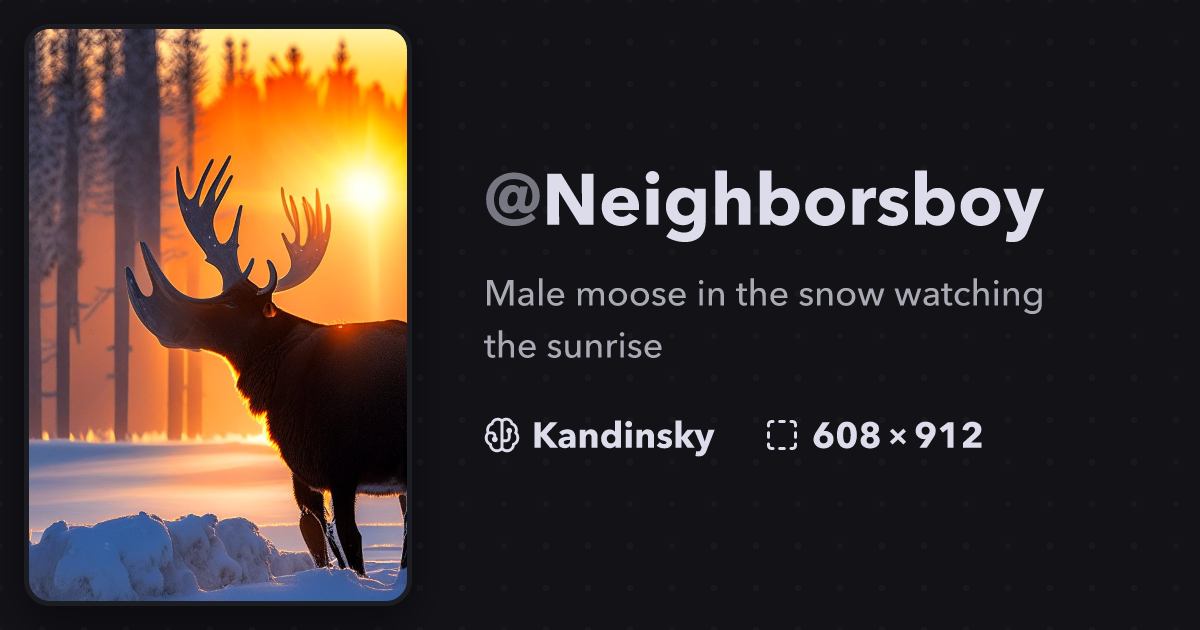 "Male moose in the snow watching the sunr..." | @Neighborsboy on Stablecog