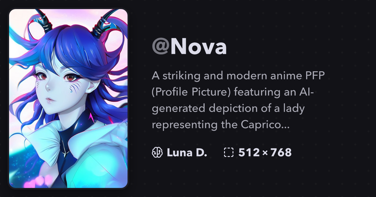 "A striking and modern anime PFP (Profile..." | @Nova on Stablecog