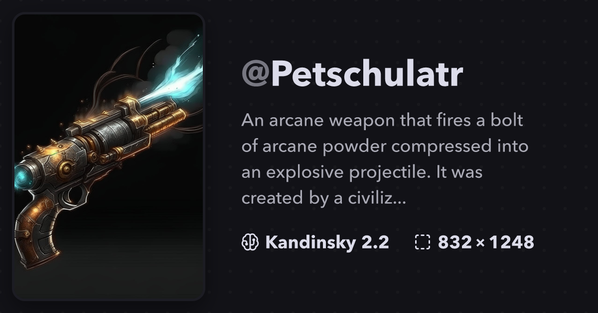 "An arcane weapon that fires a bolt of ar..." | @Petschulatr on Stablecog