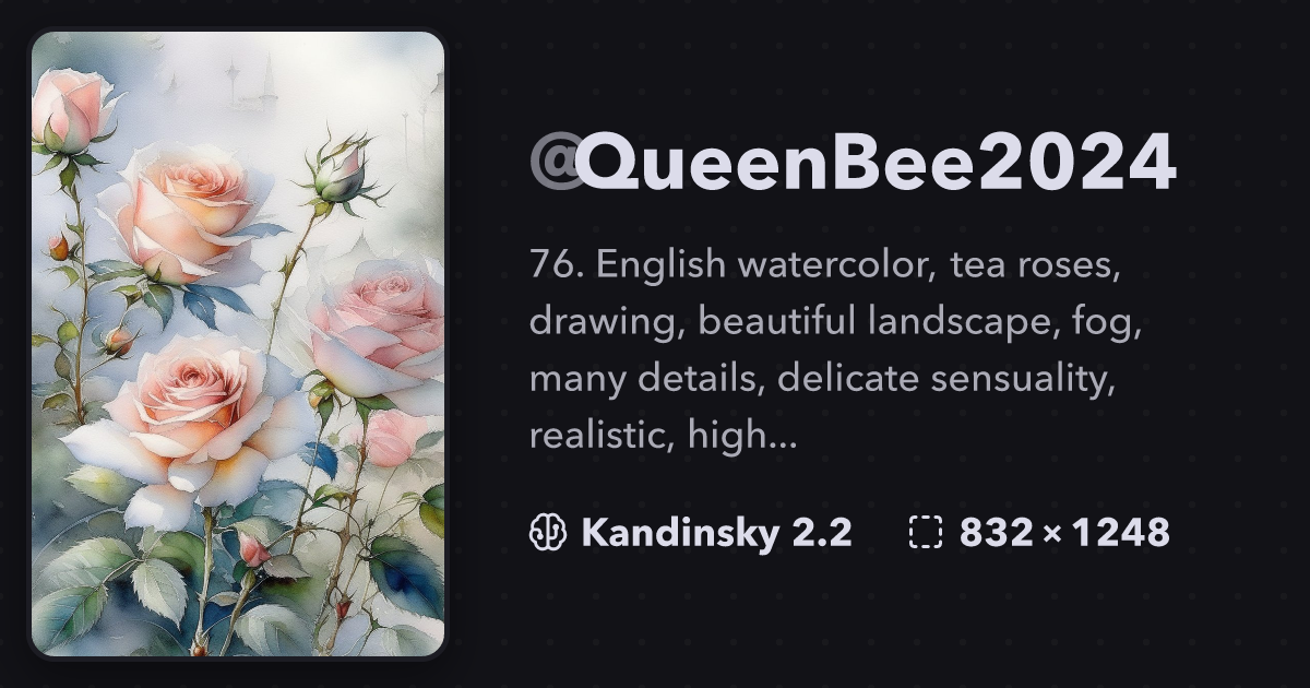 "76. English watercolor, tea roses, drawi..." | @QueenBee2024 on Stablecog
