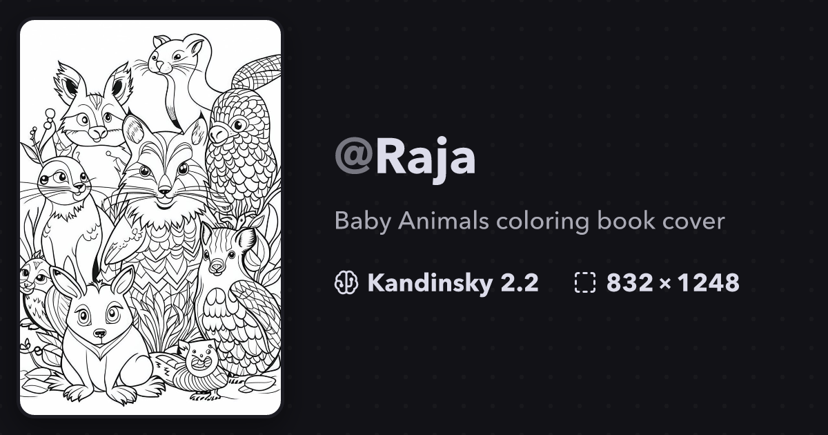 "Baby Animals coloring book cover" | @Raja on Stablecog