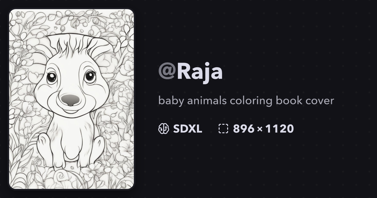 "baby animals coloring book cover" | @Raja on Stablecog