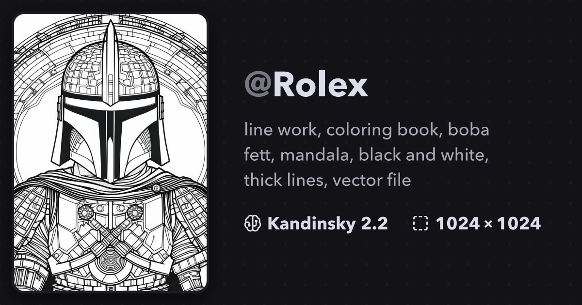 "line work, coloring book, boba fett, man..." | @Rolex on Stablecog
