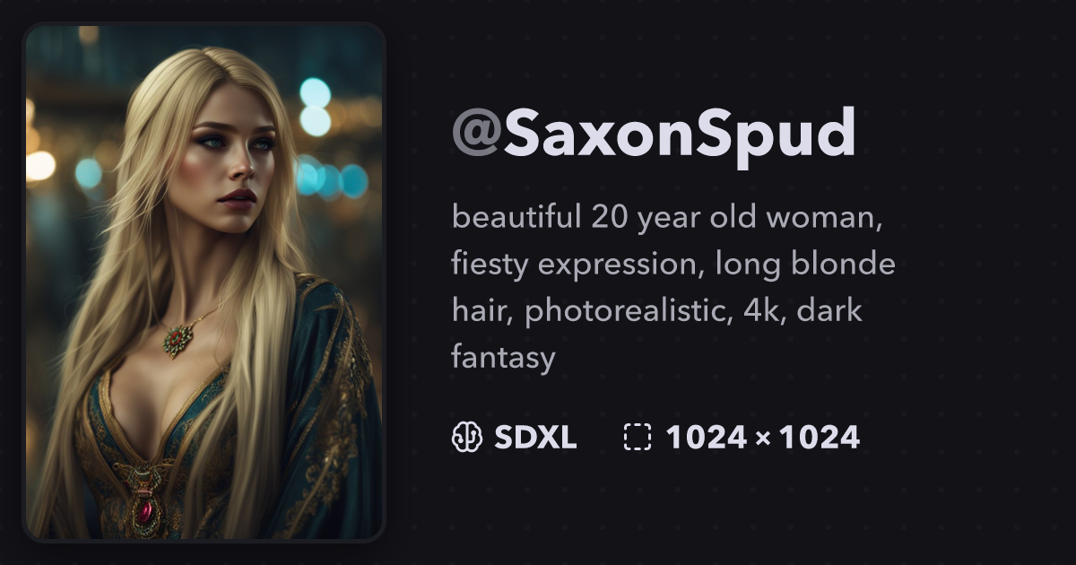 "beautiful 20 year old woman, fiesty expr..." | @SaxonSpud on Stablecog