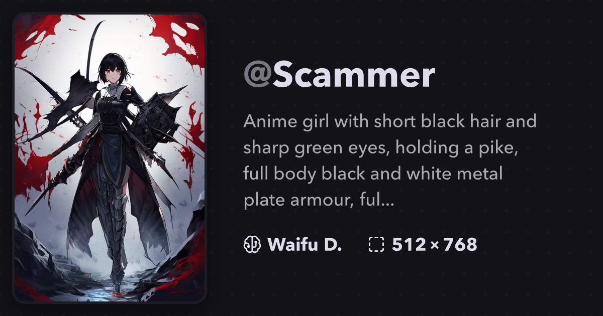 "Anime girl with short black hair and sha..." | @Scammer on Stablecog