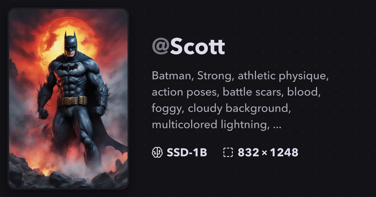 "Batman, Strong, athletic physique, actio..." | @Scott on Stablecog