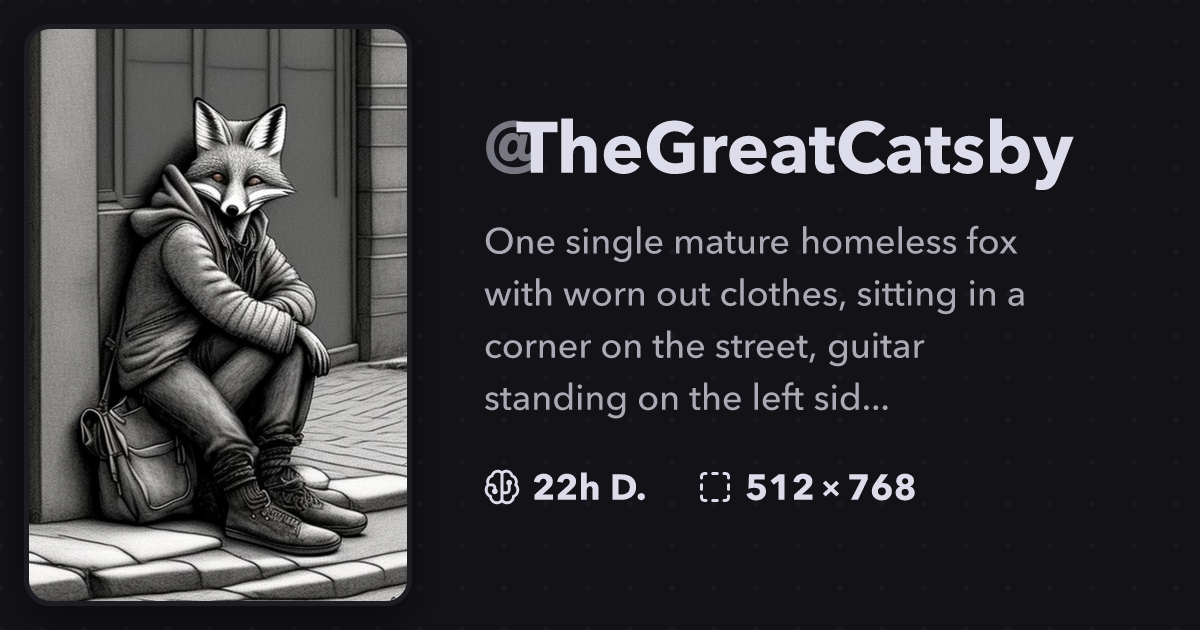 One single mature homeless fox with worn out cloth... | @TheGreatCatsby