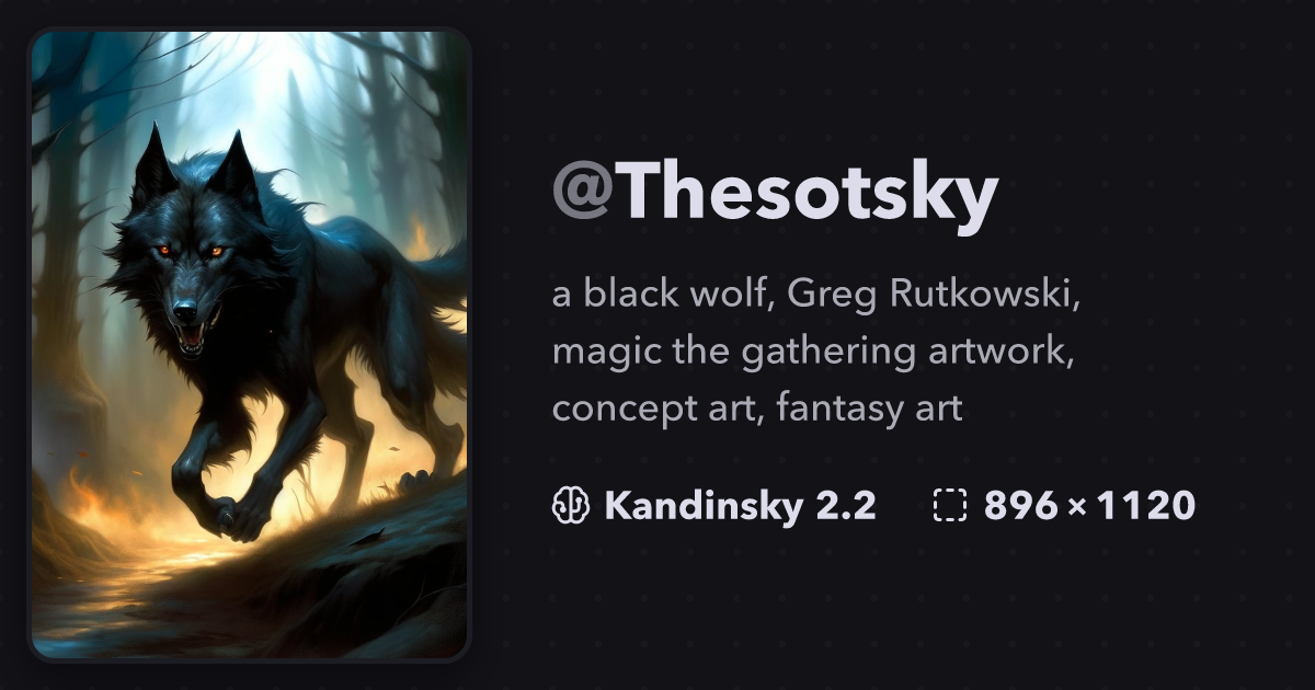 "a black wolf, Greg Rutkowski, magic the ..." | @Thesotsky on Stablecog