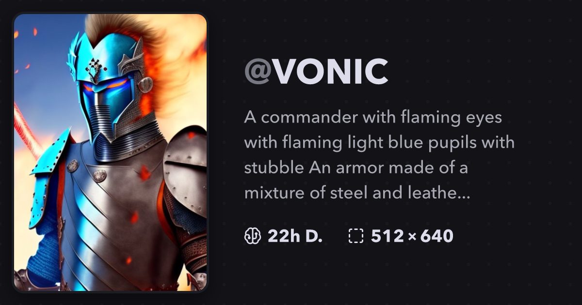 A commander with flaming eyes with flaming light b... | @VONIC
