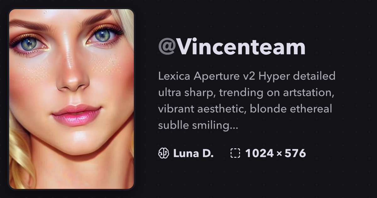 "Lexica Aperture v2 Hyper detailed ultra ..." | @Vincenteam on Stablecog