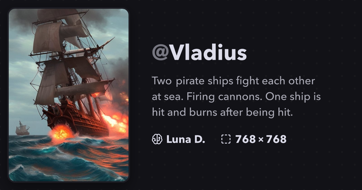 "Two pirate ships fight each other at sea..." | @Vladius on Stablecog