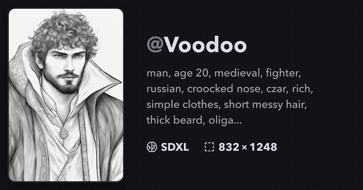 "man, age 20, medieval, fighter, russian,..." | @Voodoo on Stablecog