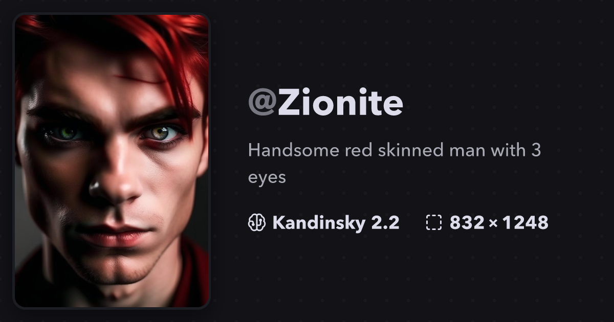 "Handsome red skinned man with 3 eyes" | @Zionite on Stablecog