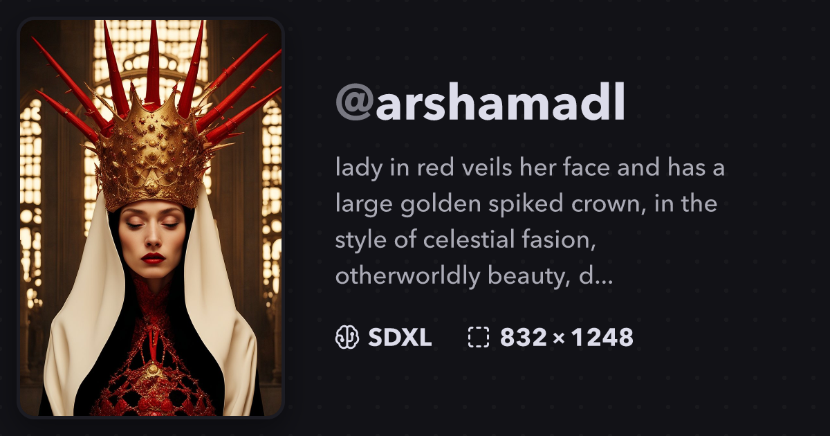 "lady in red veils her face and has a lar..." | @arshamadl on Stablecog