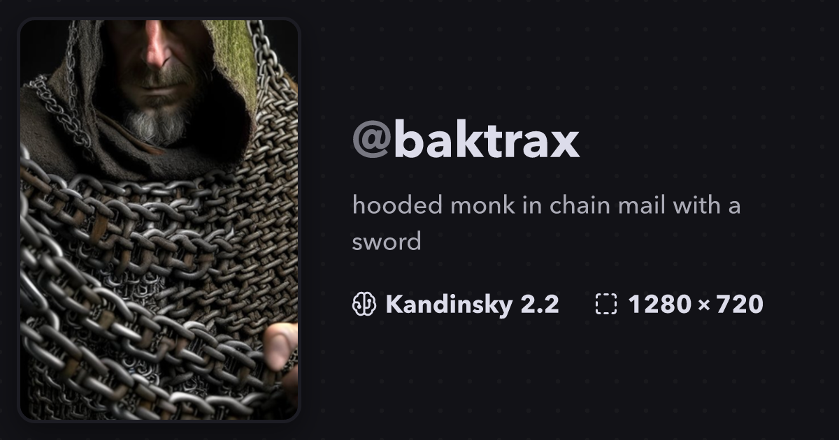 "hooded monk in chain mail with a sword" | @baktrax on Stablecog