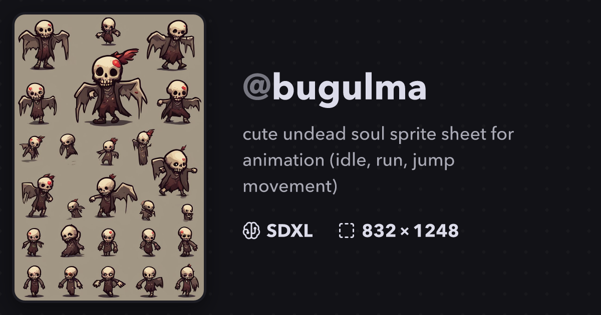 Cute undead soul sprite sheet for animation (idle,... | @bugulma