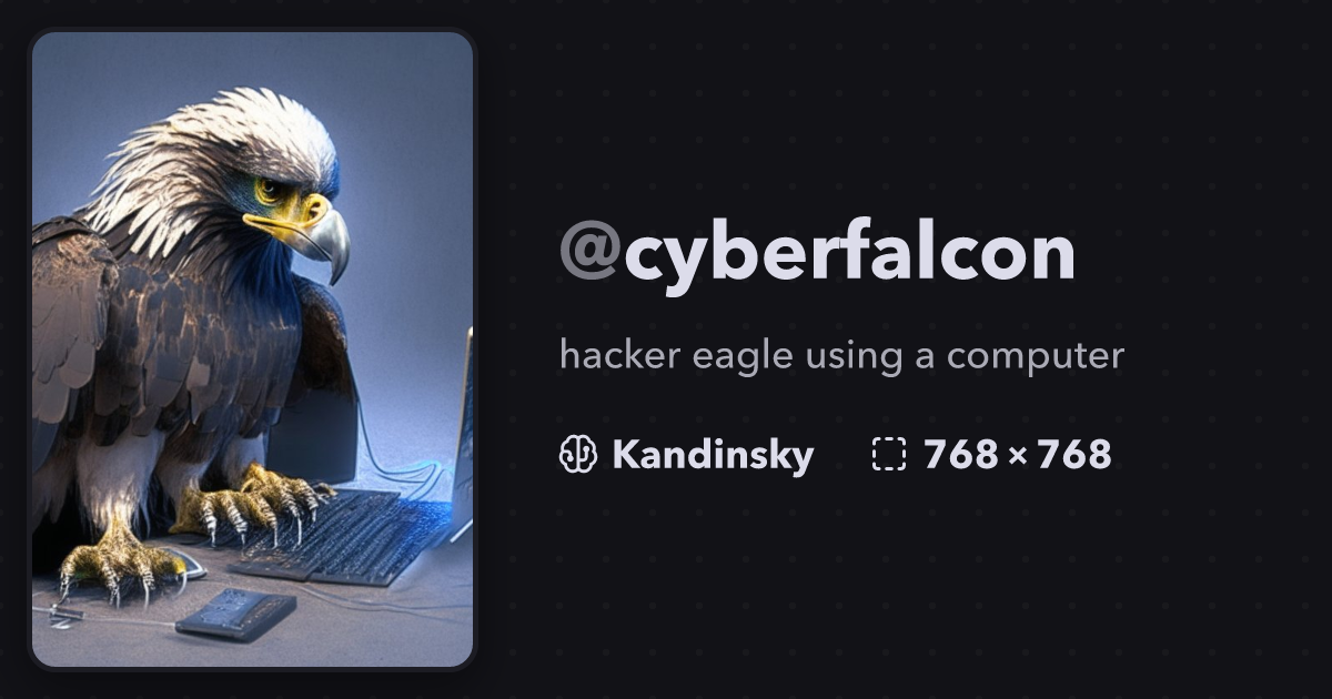 "hacker eagle using a computer" | @cyberfalcon on Stablecog