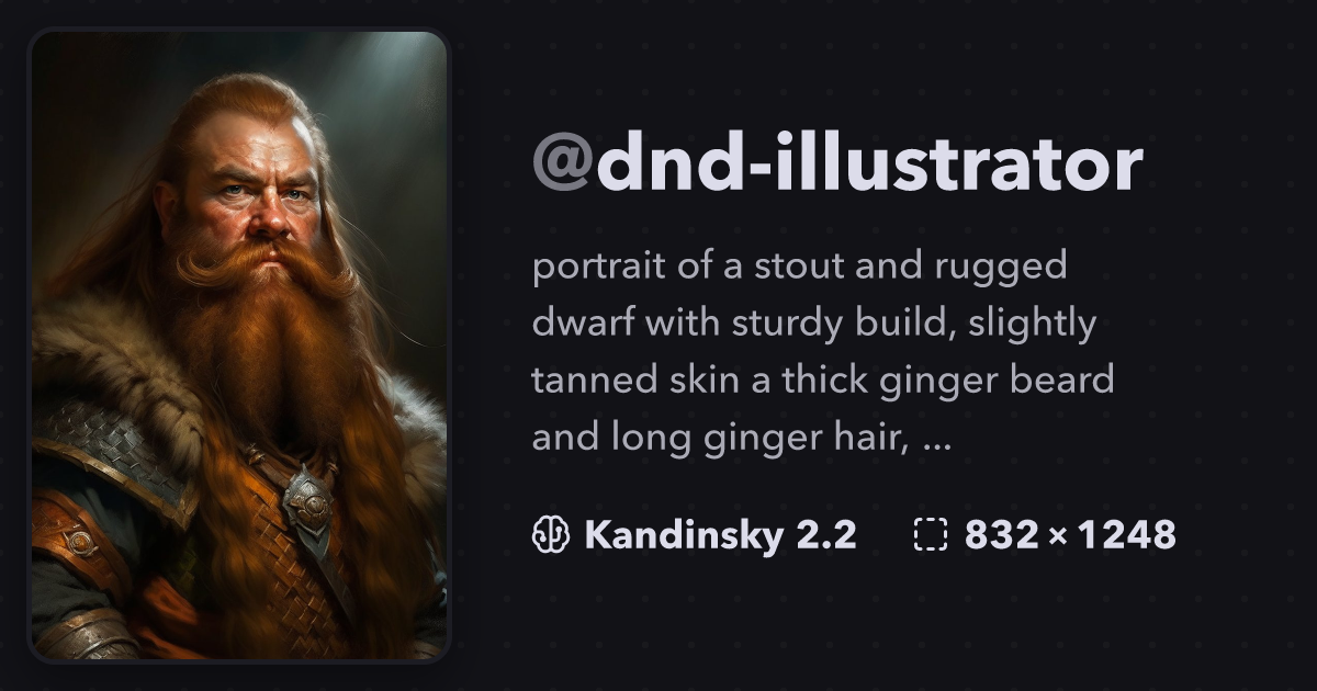 Portrait of a stout and rugged dwarf with sturdy b... | @dnd-illustrator