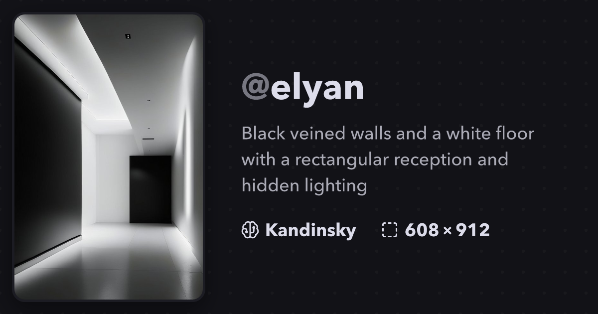 Black veined walls and a white floor with a rectan... | @elyan