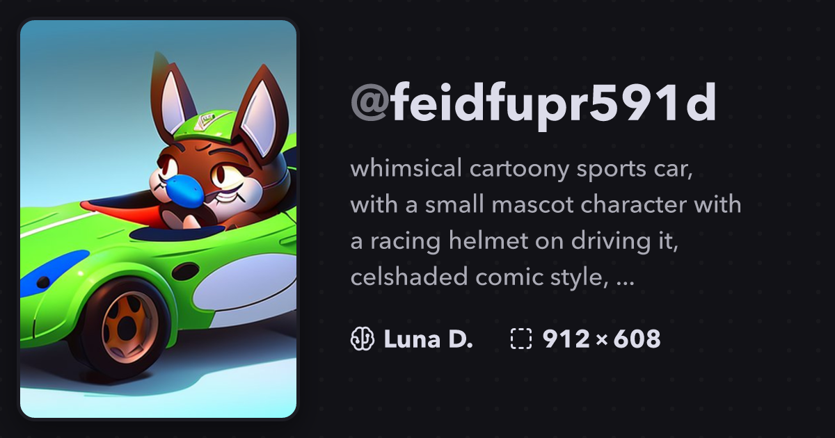 Whimsical cartoony sports car, with a small mascot... | @feidfupr591d