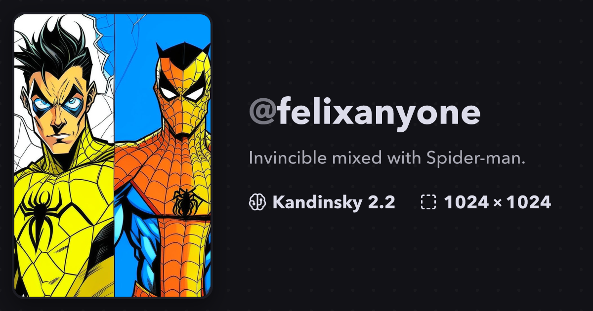 "Invincible mixed with Spider-man." | @felixanyone on Stablecog
